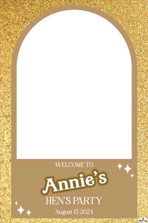 Gold Glitter Effect Welcome Board & Selfie Frame Bundle | LifesizeCutouts