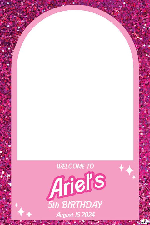 Pink Glitter Effect Selfie Frame Small - 90cm x 60cm | LifesizeCutouts