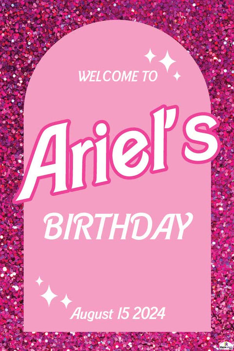 Pink Glitter Effect Welcome Board Small - 90cm x 60cm | LifesizeCutouts