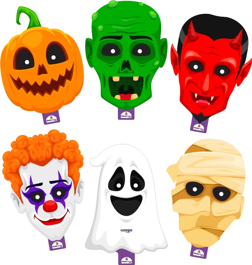 Kids Halloween Masks - Set of 6 | LifesizeCutouts