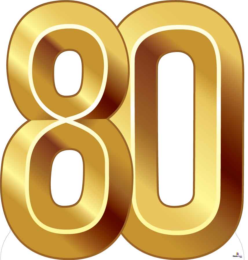 Number 80 Gold Cardboard Cutout | LifesizeCutouts