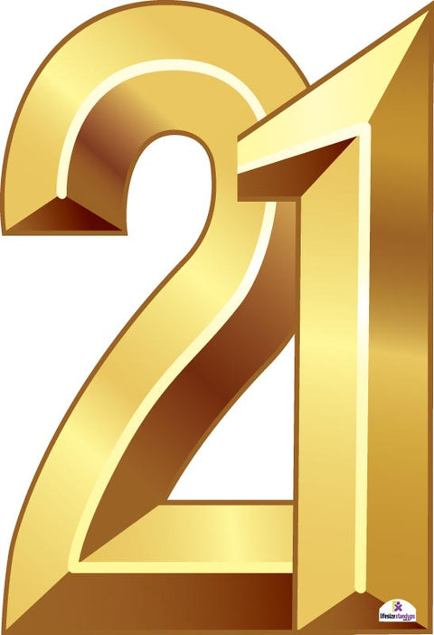 Number 21 Gold Cardboard Cutout | LifesizeCutouts