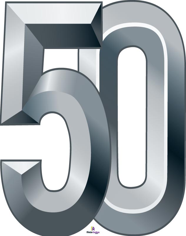 Number 50 Silver Cardboard Cutout | LifesizeCutouts